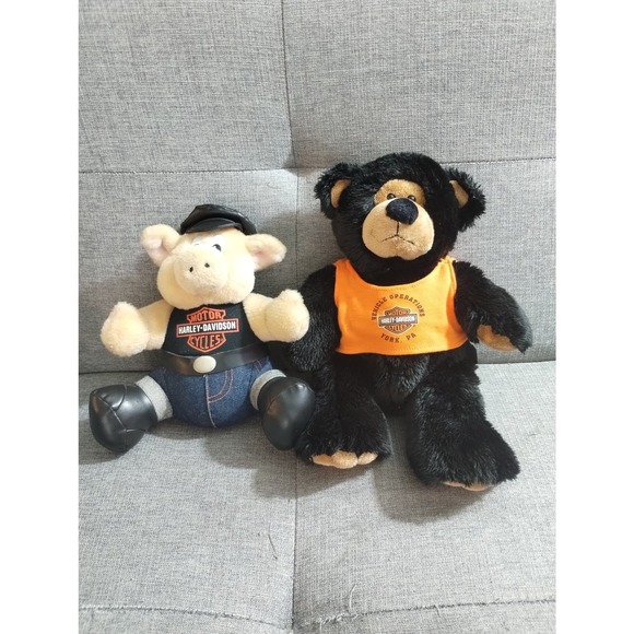 Harley-Davidson | Toys | Vtg Harley Davidson Pig Bear Set Of 2 Plush ...